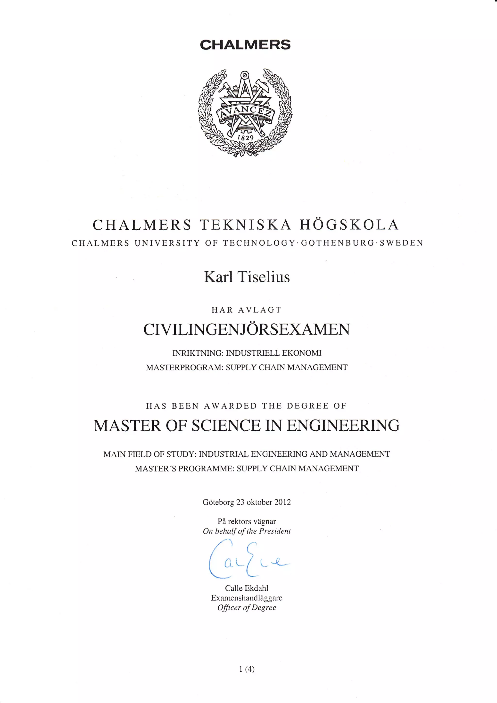 Diploma Master Of Science In Engineering | PDF