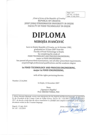 Diploma food engineer EN HR NI 2007 | PDF