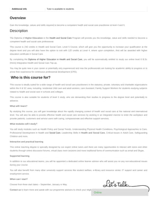 Diploma of higher education in health and social care | PDF