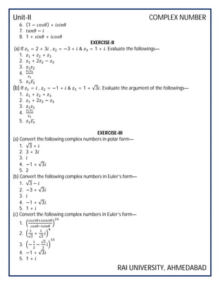 Diploma_Semester-II_Advanced Mathematics_Complex number | PDF