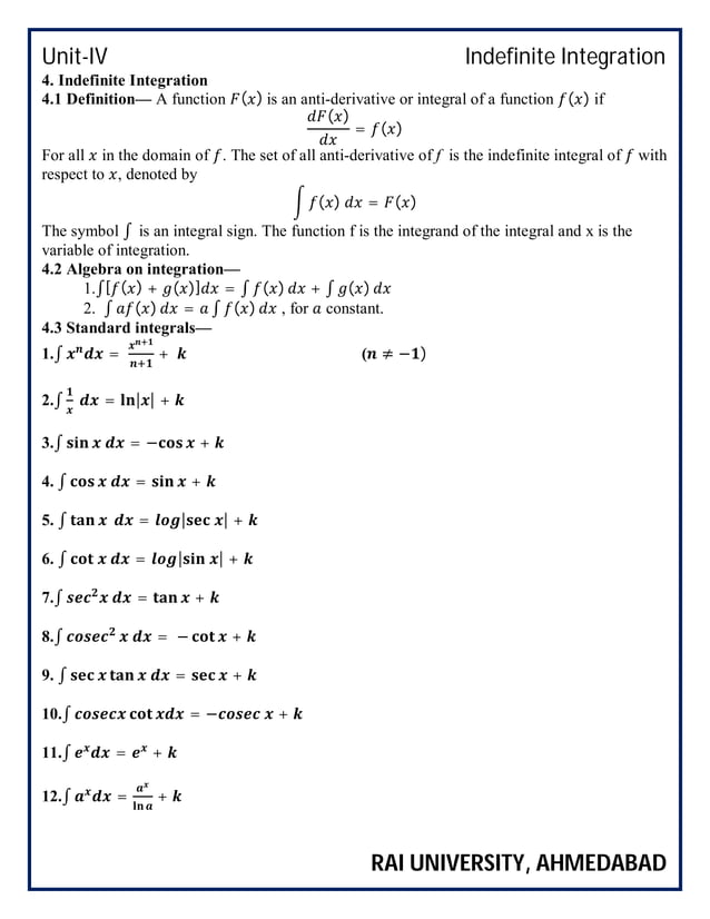 Diploma_Semester-II_Advanced Mathematics_Indefinite integration | PDF