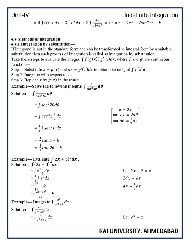Diploma_Semester-II_Advanced Mathematics_Indefinite integration | PDF
