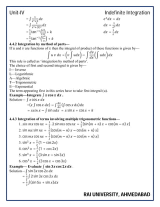Diploma_Semester-II_Advanced Mathematics_Indefinite integration | PDF