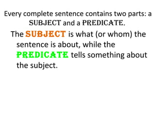 Diploma Sem II Unit I Subject and Predicate | PPT
