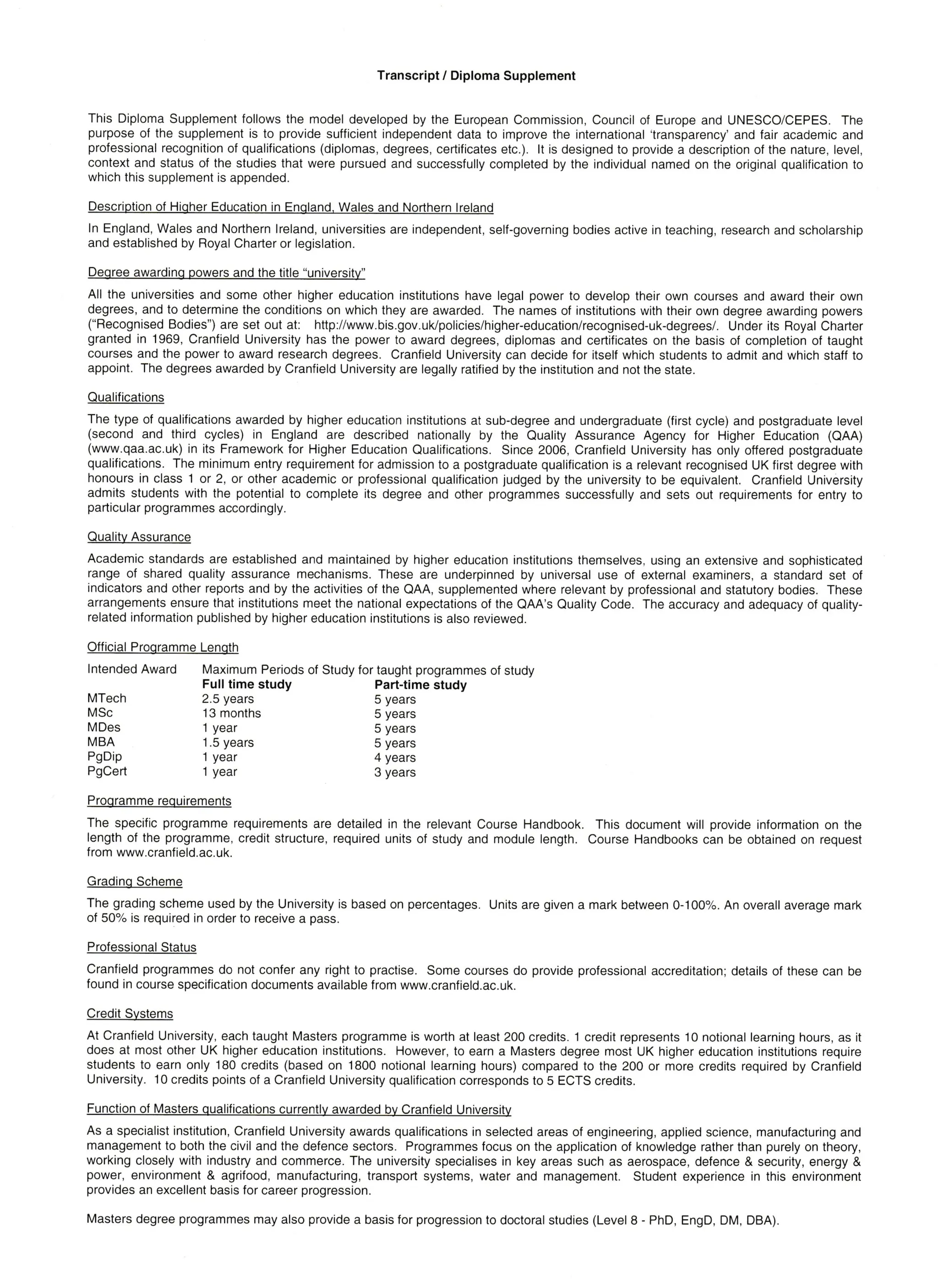 Diploma Supplement | PDF