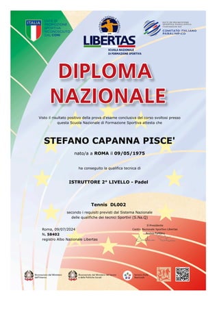 Aggiornamento diploma nazionale Padel secondo livello | PDF