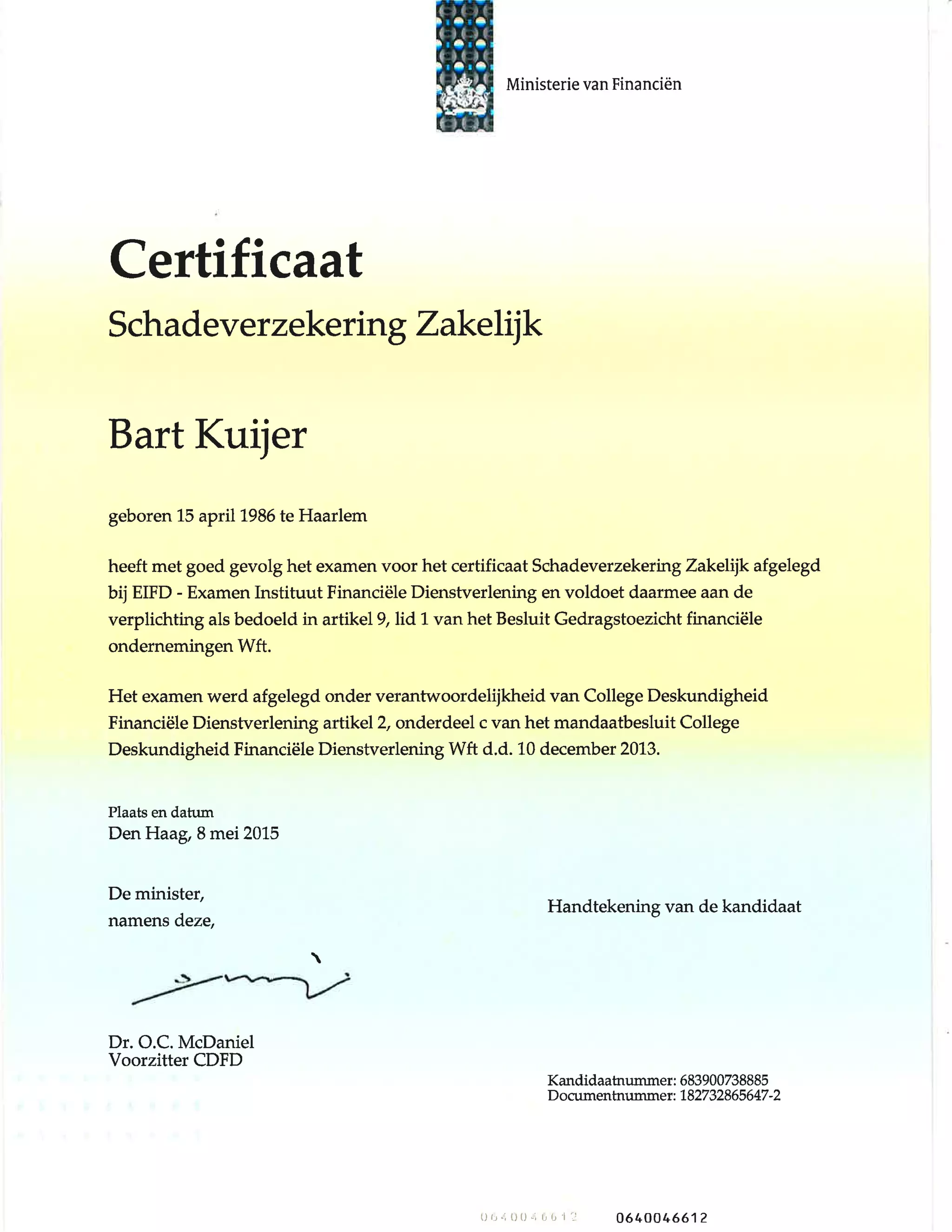 Diploma WFT Schadeverzekering Zakelijk | PDF