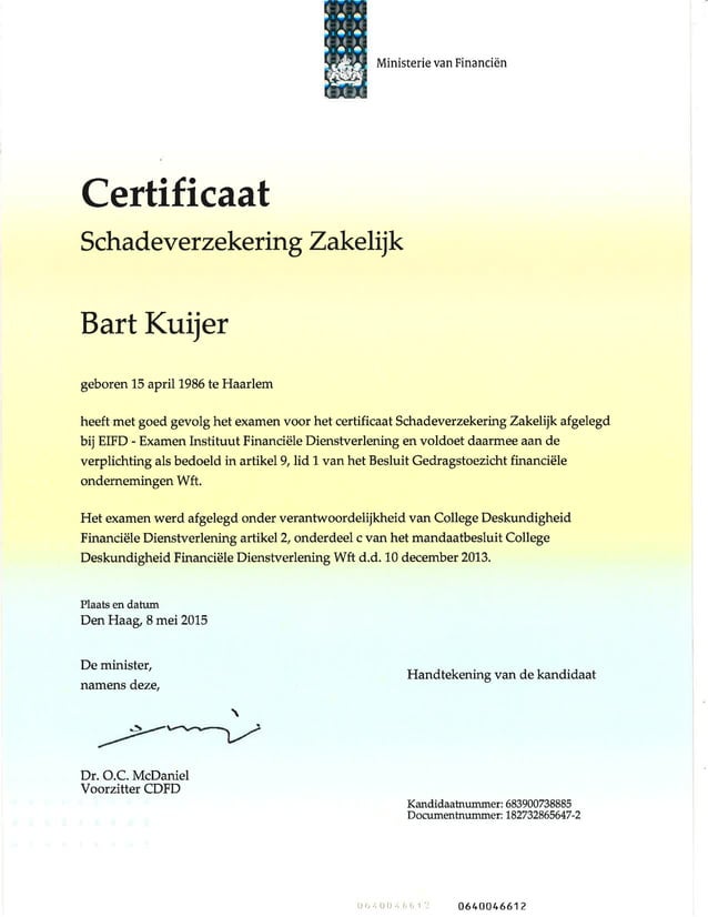 Diploma WFT Schadeverzekering Zakelijk | PDF