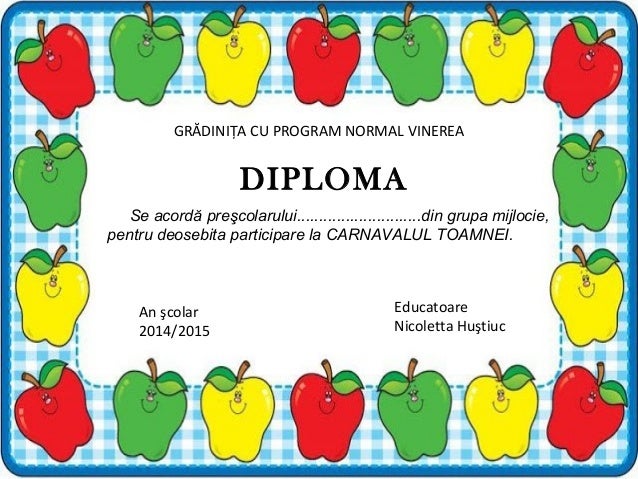 Diplome carnavalul toamnei