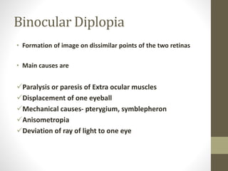 Diplopia - Ophthalmology ( quick revision ) | PPTX