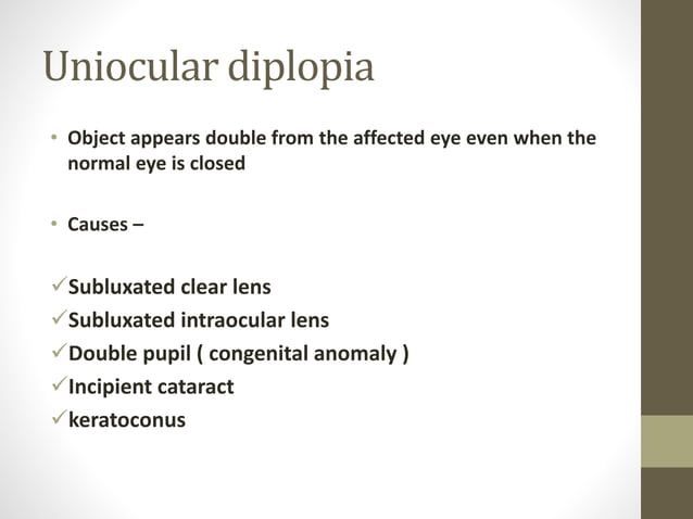 Diplopia - Ophthalmology ( quick revision ) | PPTX