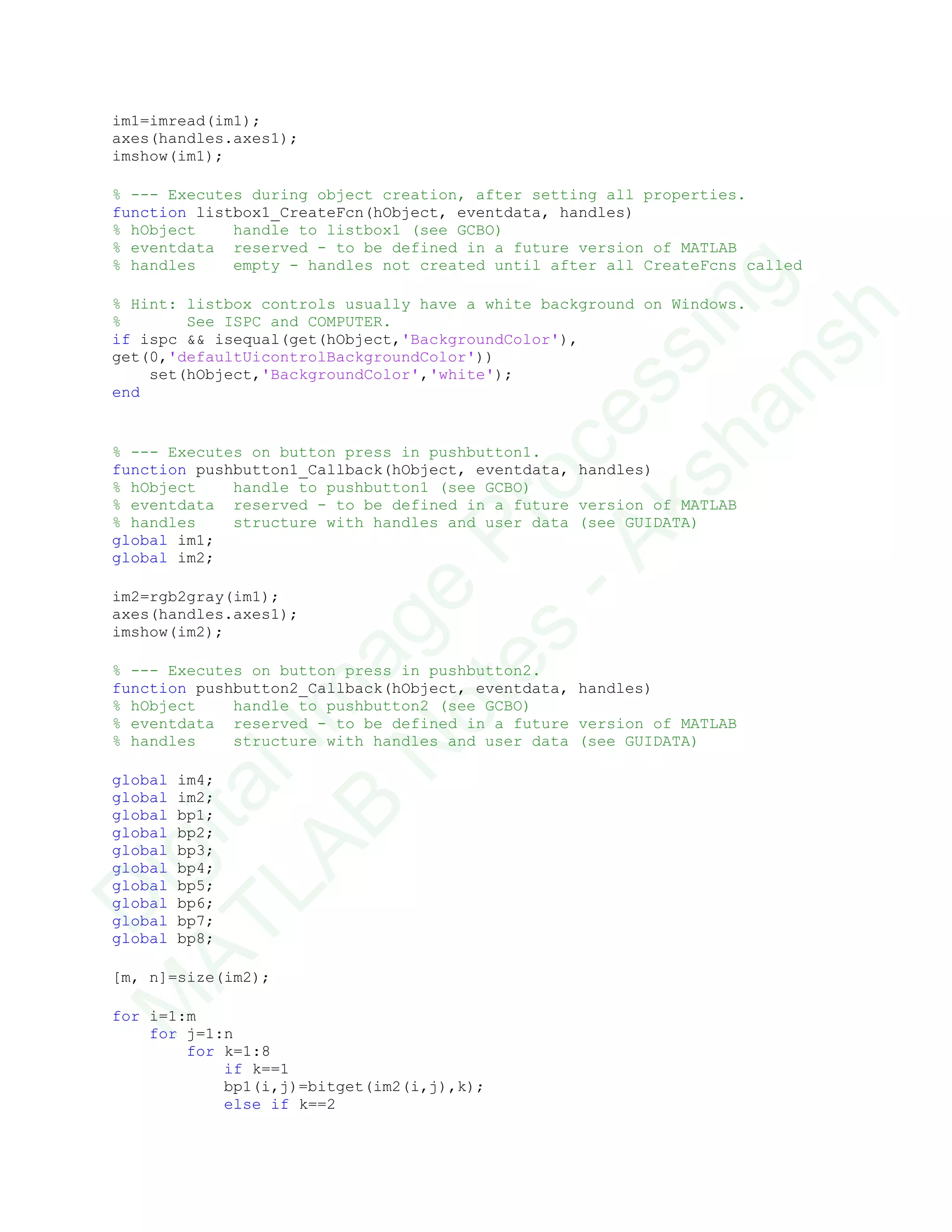 Digital Image Processing - MATLAB Notes - Akshansh | PDF