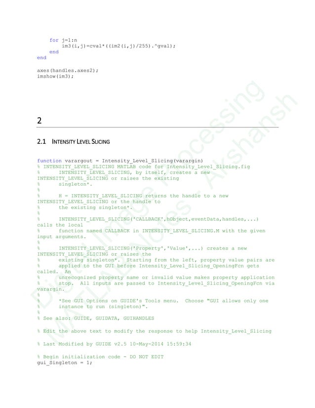 Digital Image Processing - MATLAB Notes - Akshansh | PDF