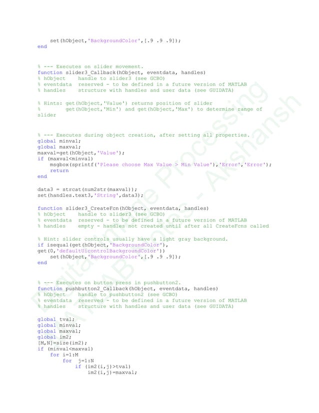 Digital Image Processing - MATLAB Notes - Akshansh | PDF
