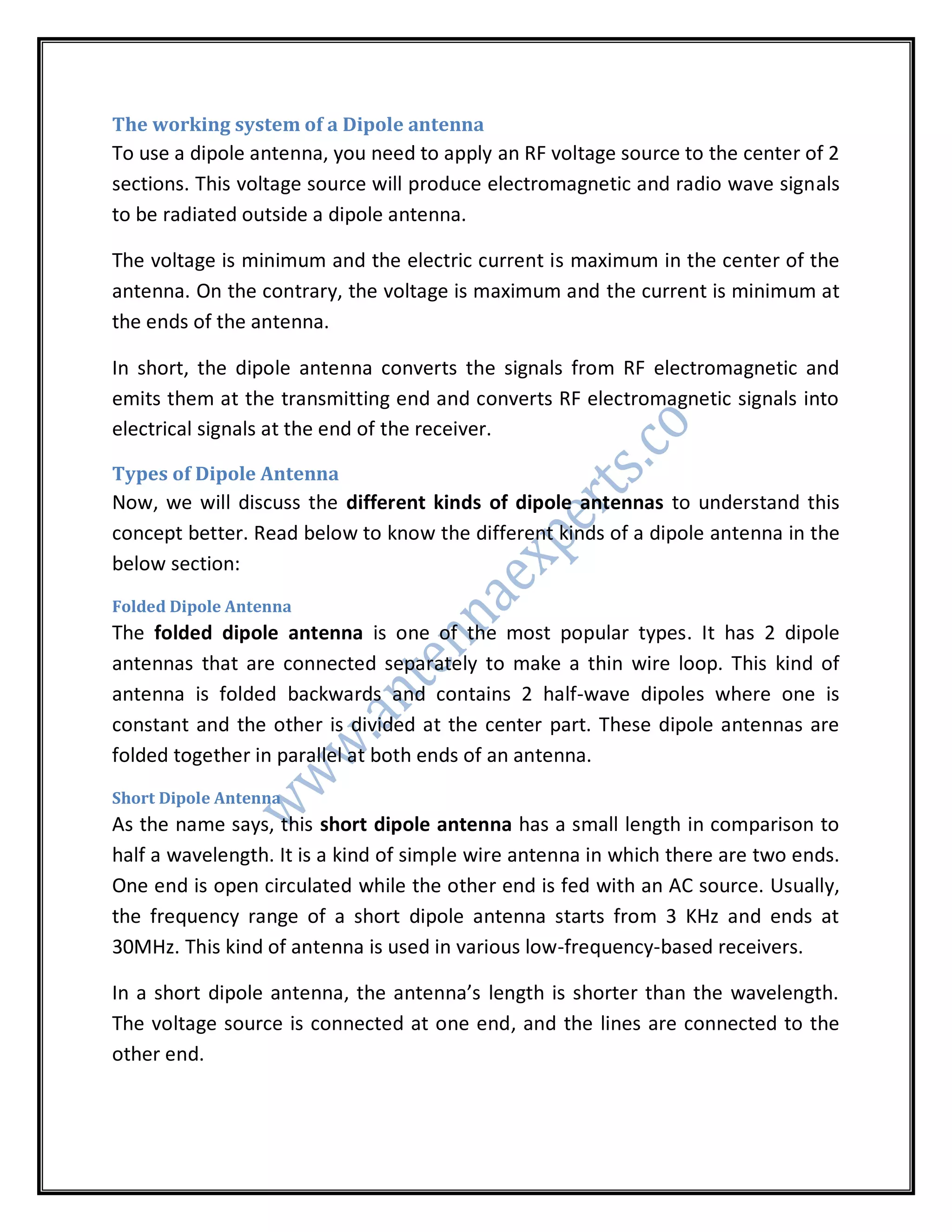 Dipole Antenna Design, Working, and Types.pdf