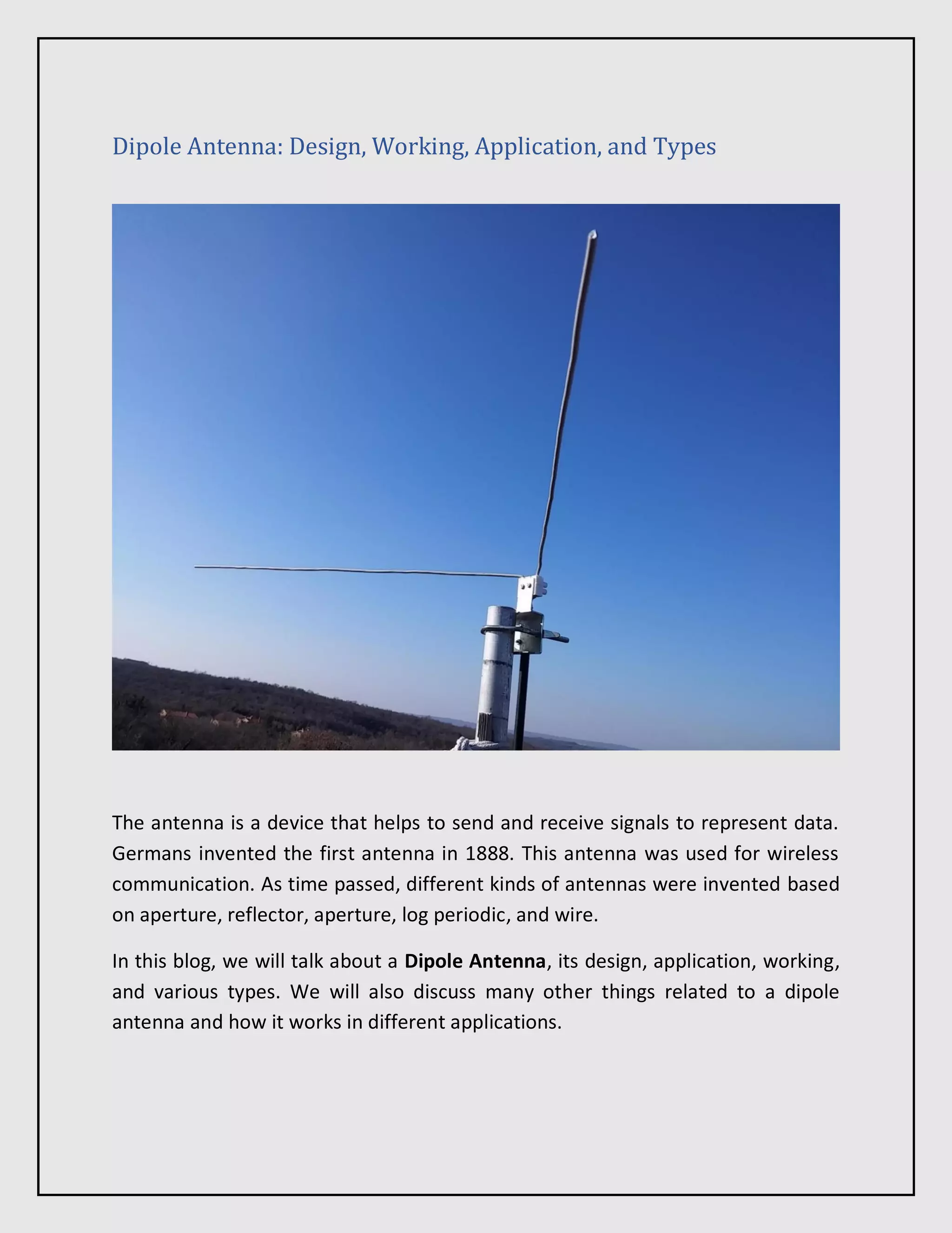 Dipole Antenna Design, Working, Application, and Types (1).pdf