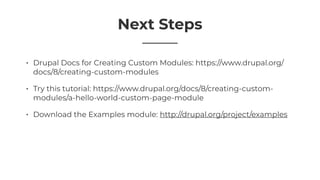 Dipping Your Toe into Drupal 8 Module Development | PPT