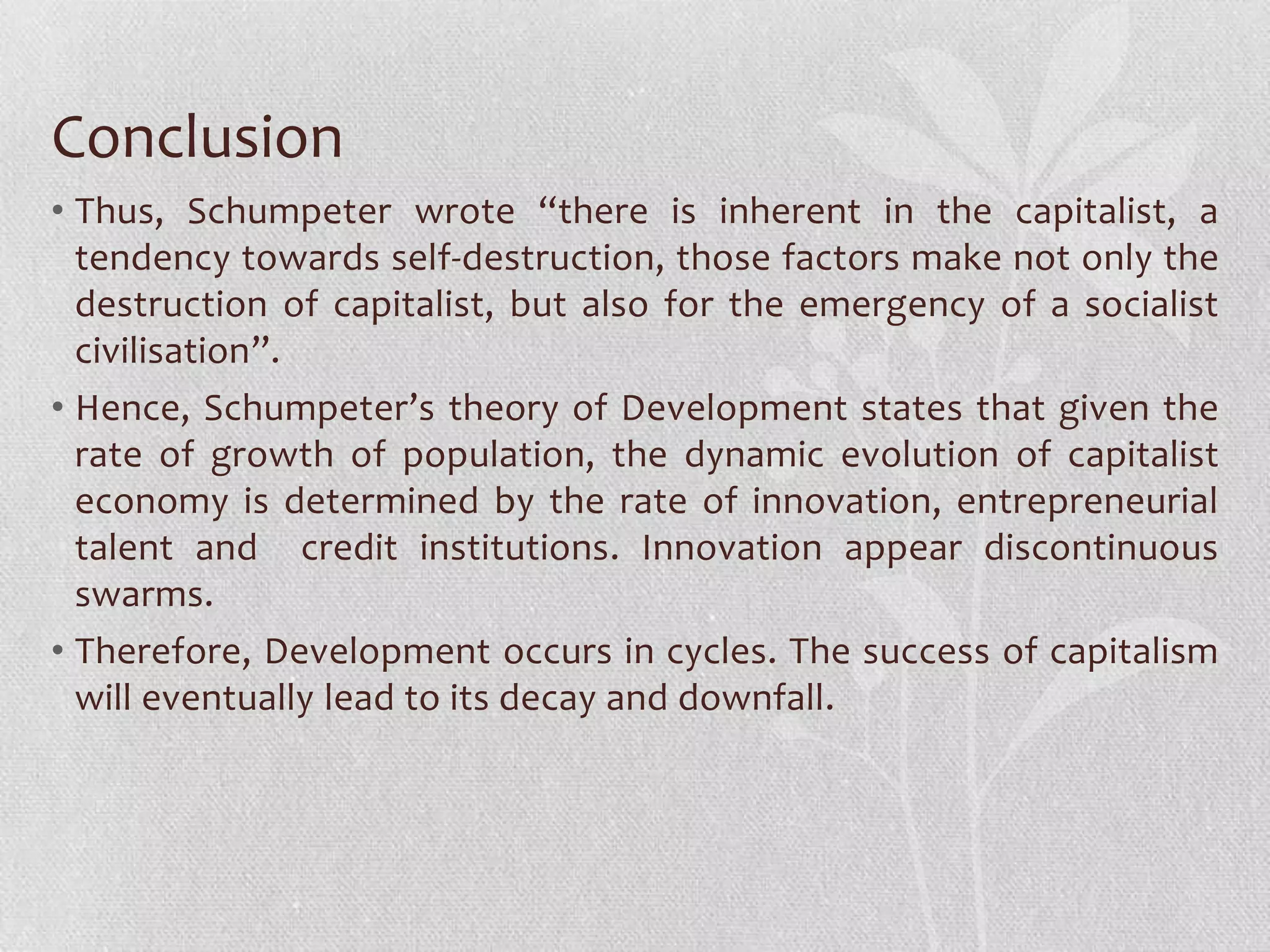 Schumpeter Theory of Economic Development | PPTX
