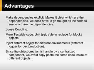 Dependency Injection, Zend Framework and Symfony Container | PPT