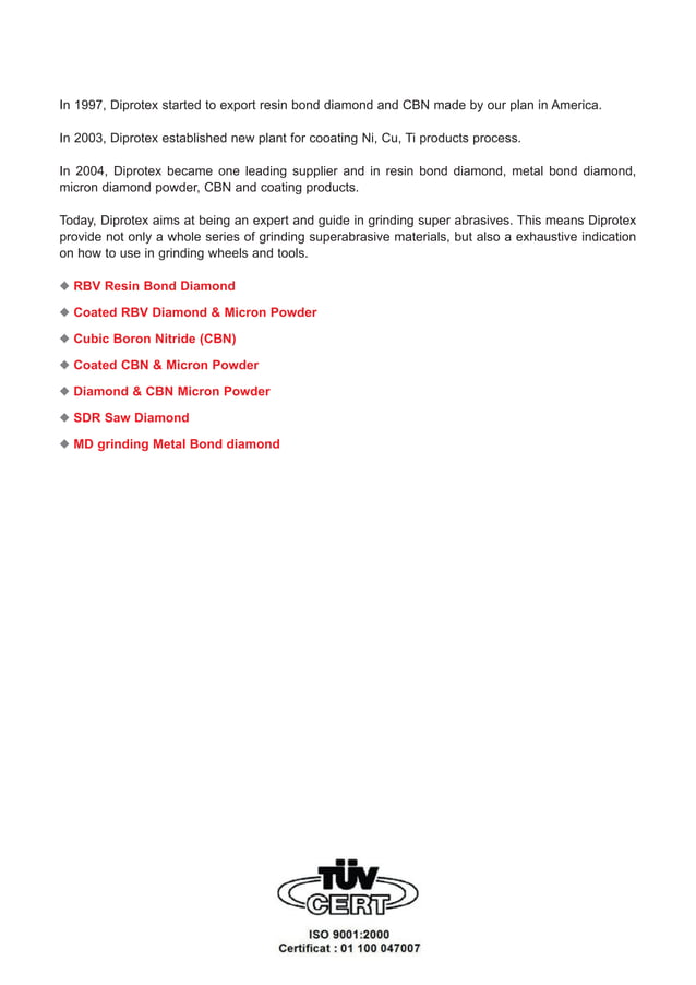 Diprotex catalogue diamond powders | PDF