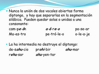 Diptongo, hiato, triptongo | PPTX