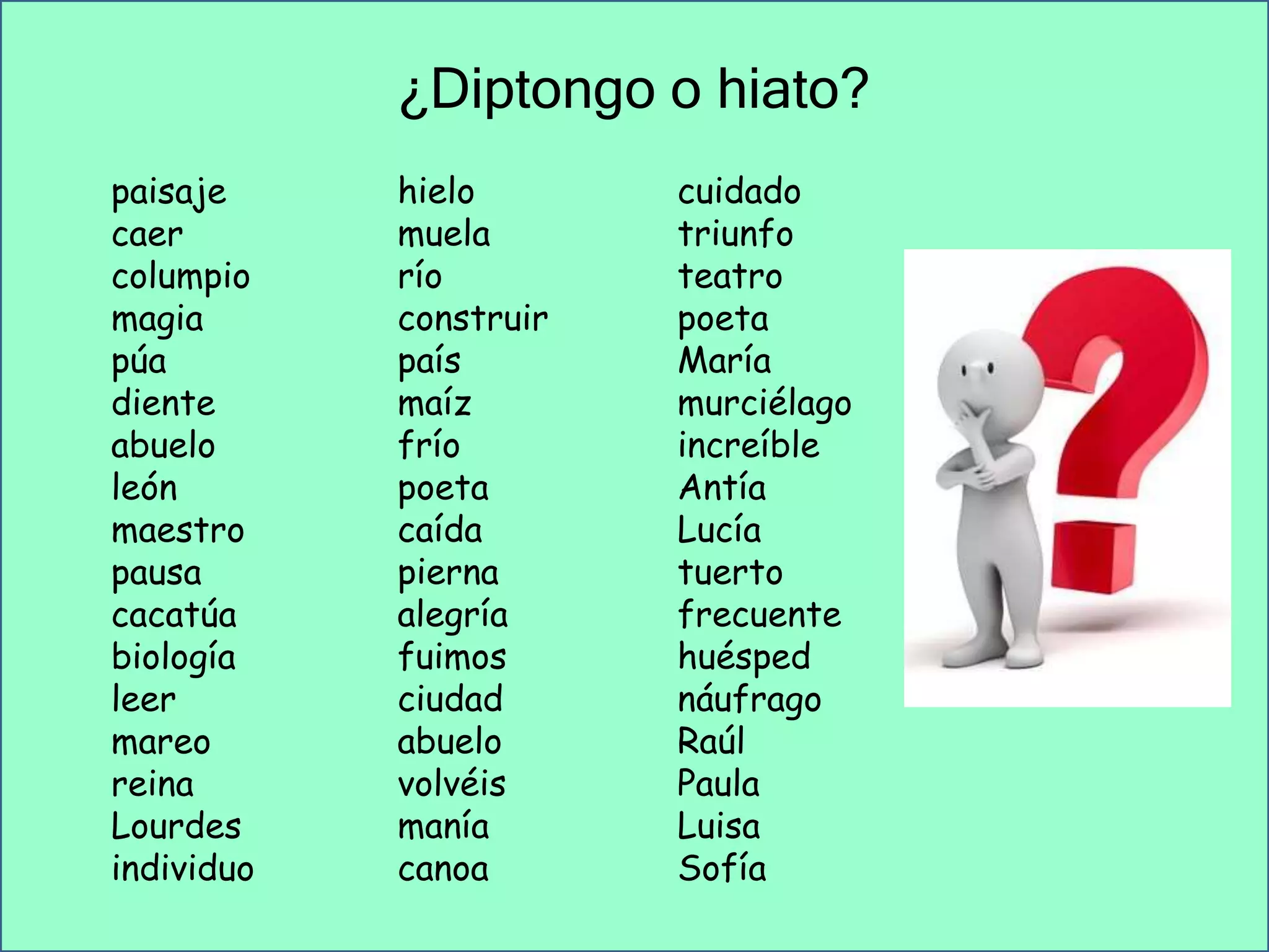 Diptongos e hiatos | PPTX