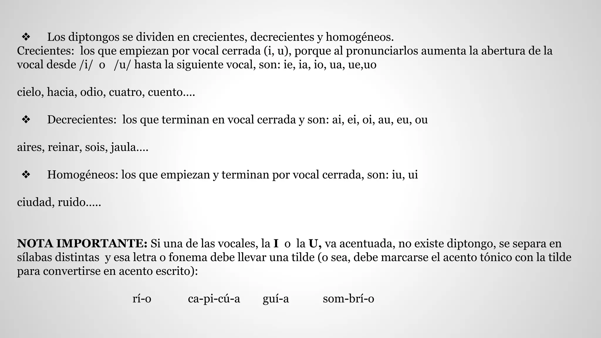 Diptongos, triptongos, hiatos | PPT