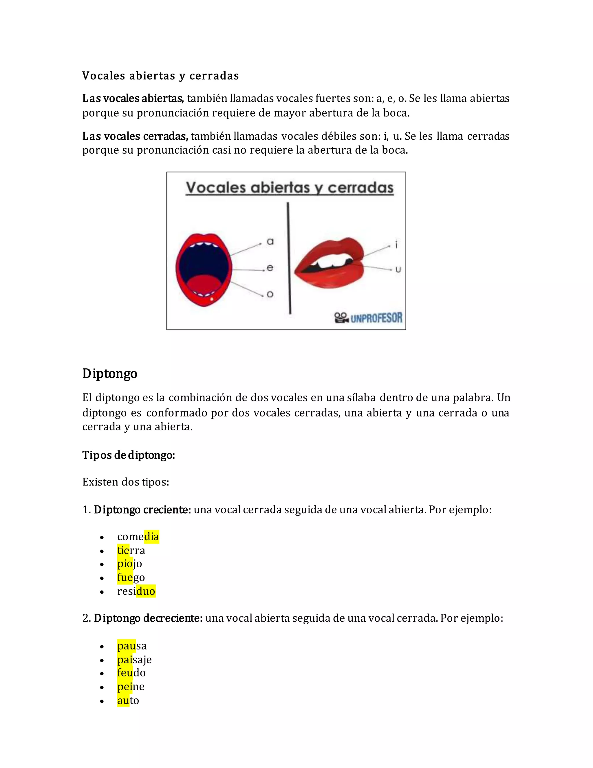 Diptongo y hiato | DOCX