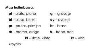 definition of diphtongs and cluster (diptonngo at klaster) for grade 2 ...