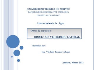 Dique con vertedero lateral | PPT