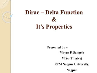Dirac – Delta Function | PPT