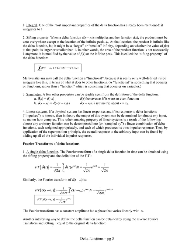 signal and system Dirac delta functions (1) | DOC