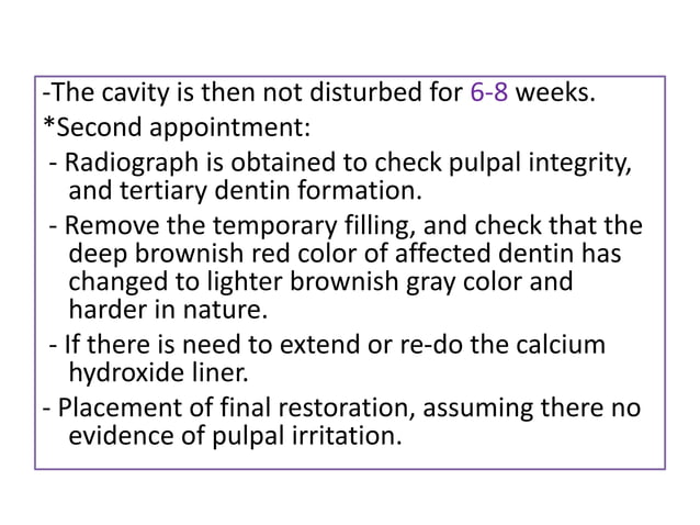 Direct and indirect pulp capping | PPTX | Dental Health | Diseases and ...