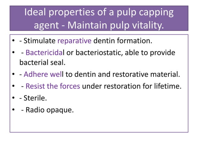 Direct and indirect pulp capping | PPTX | Dental Health | Diseases and ...