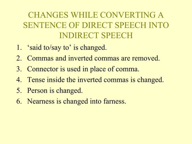 direct-and-indirect-speech-revs a grammar unit | PPT