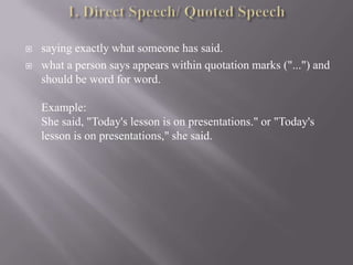 Direct indirect speech | PPT