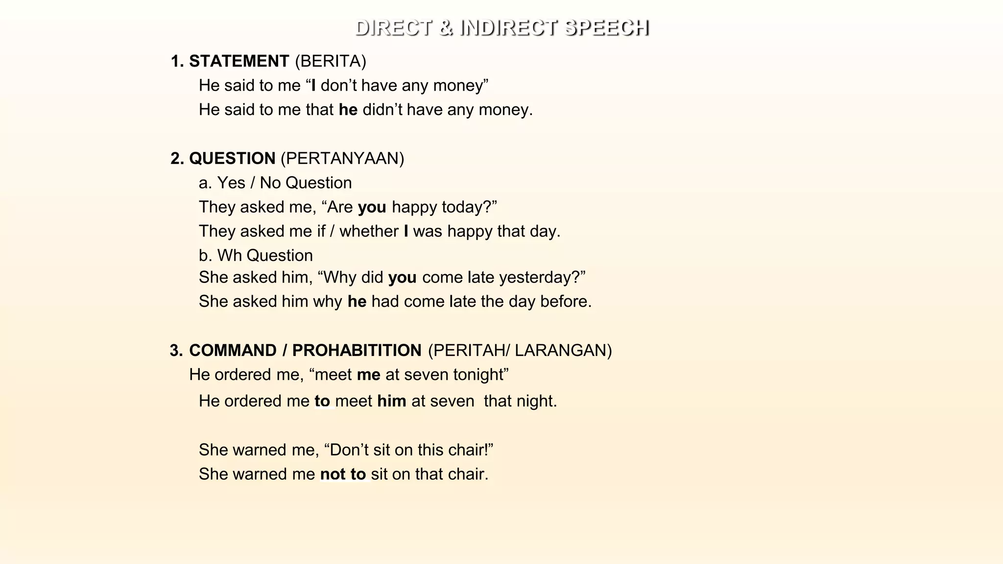 DIRECT-INDIRECT SPEECH.pptx | Birthday | Personal Celebrations & Life ...