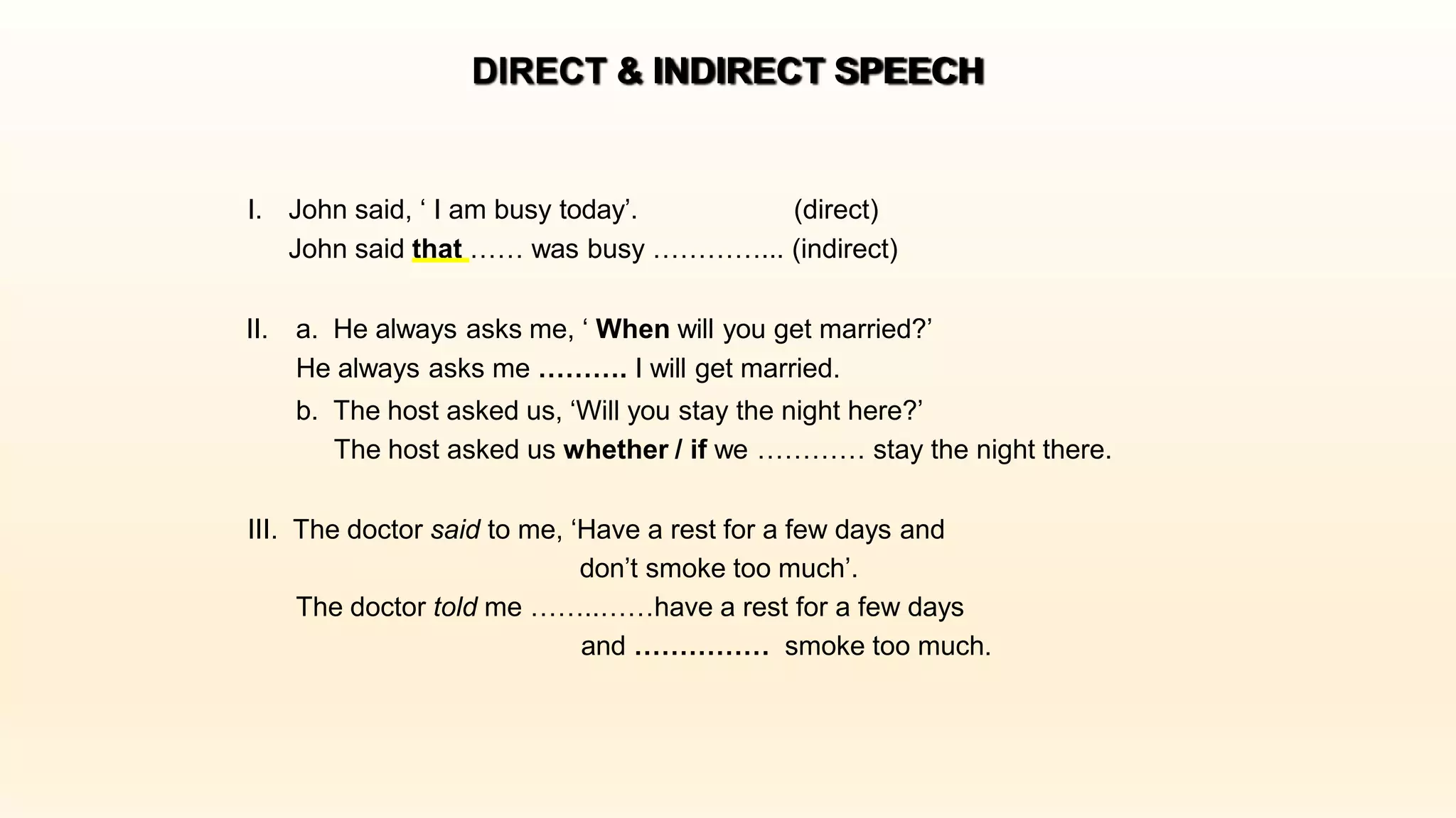DIRECT-INDIRECT SPEECH.pptx | Birthday | Personal Celebrations & Life ...