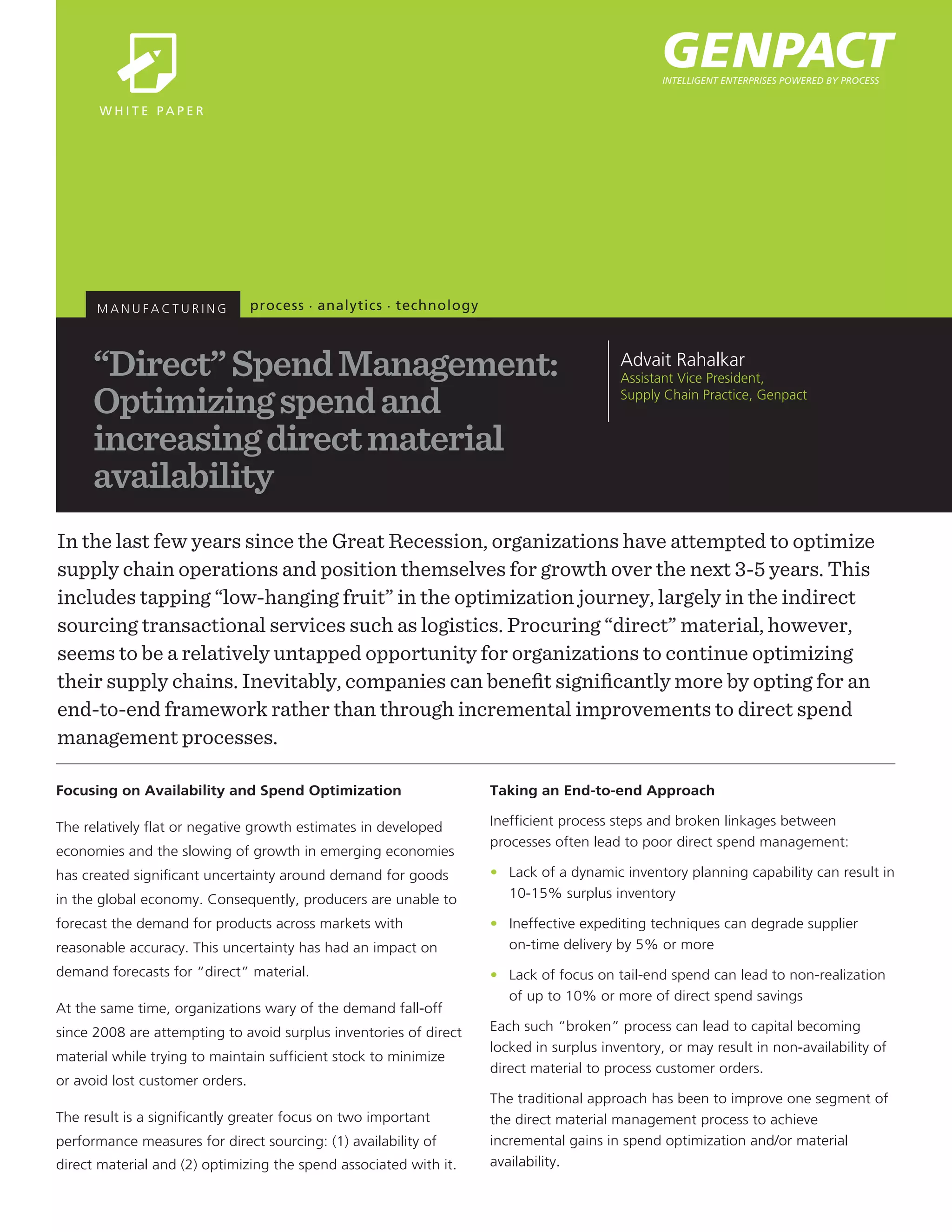 “Direct” Spend Management: Optimizing spend and increasing direct ...