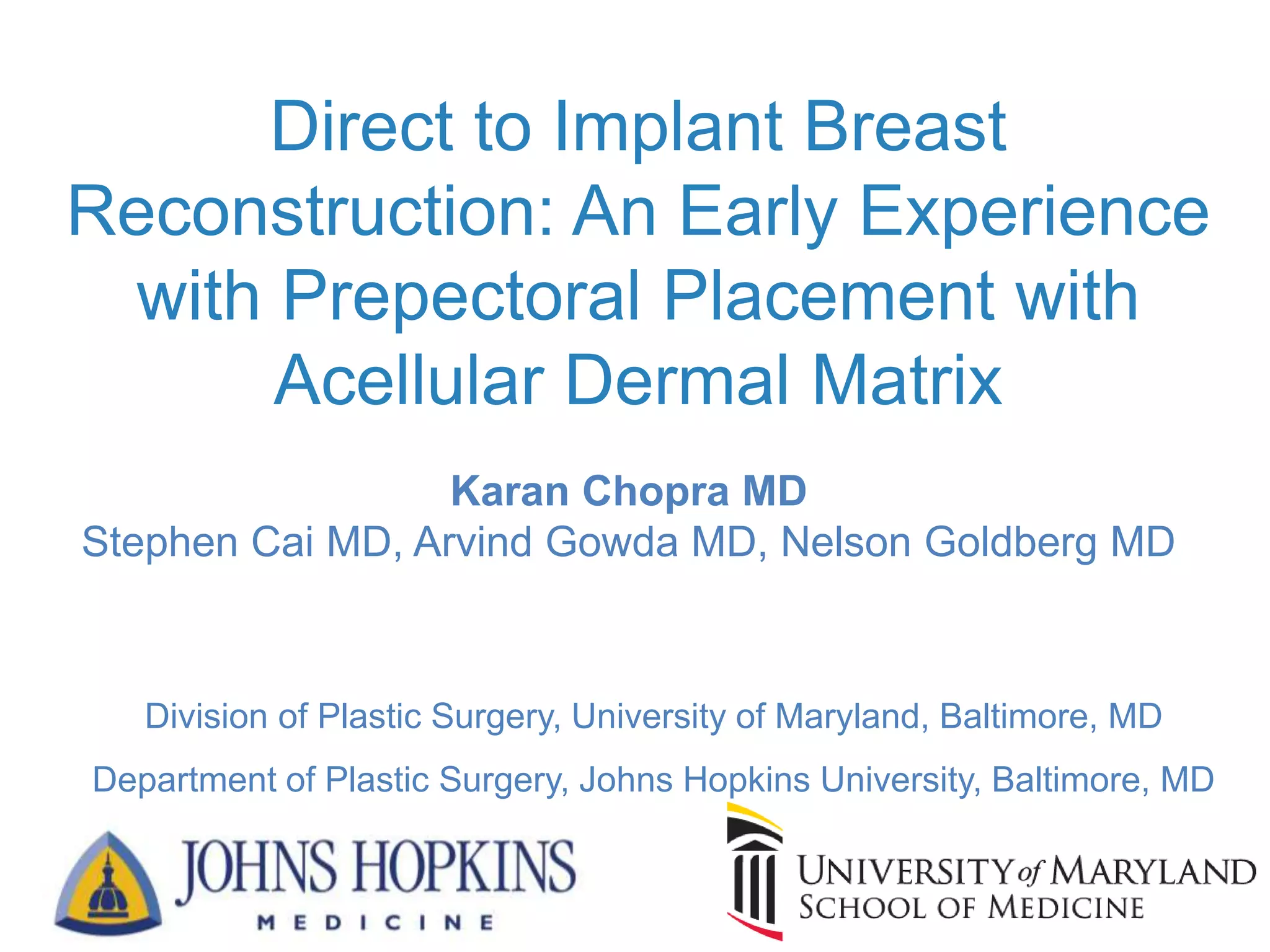 Direct to Implant Prepectoral Breast Reconstruction | PPTX
