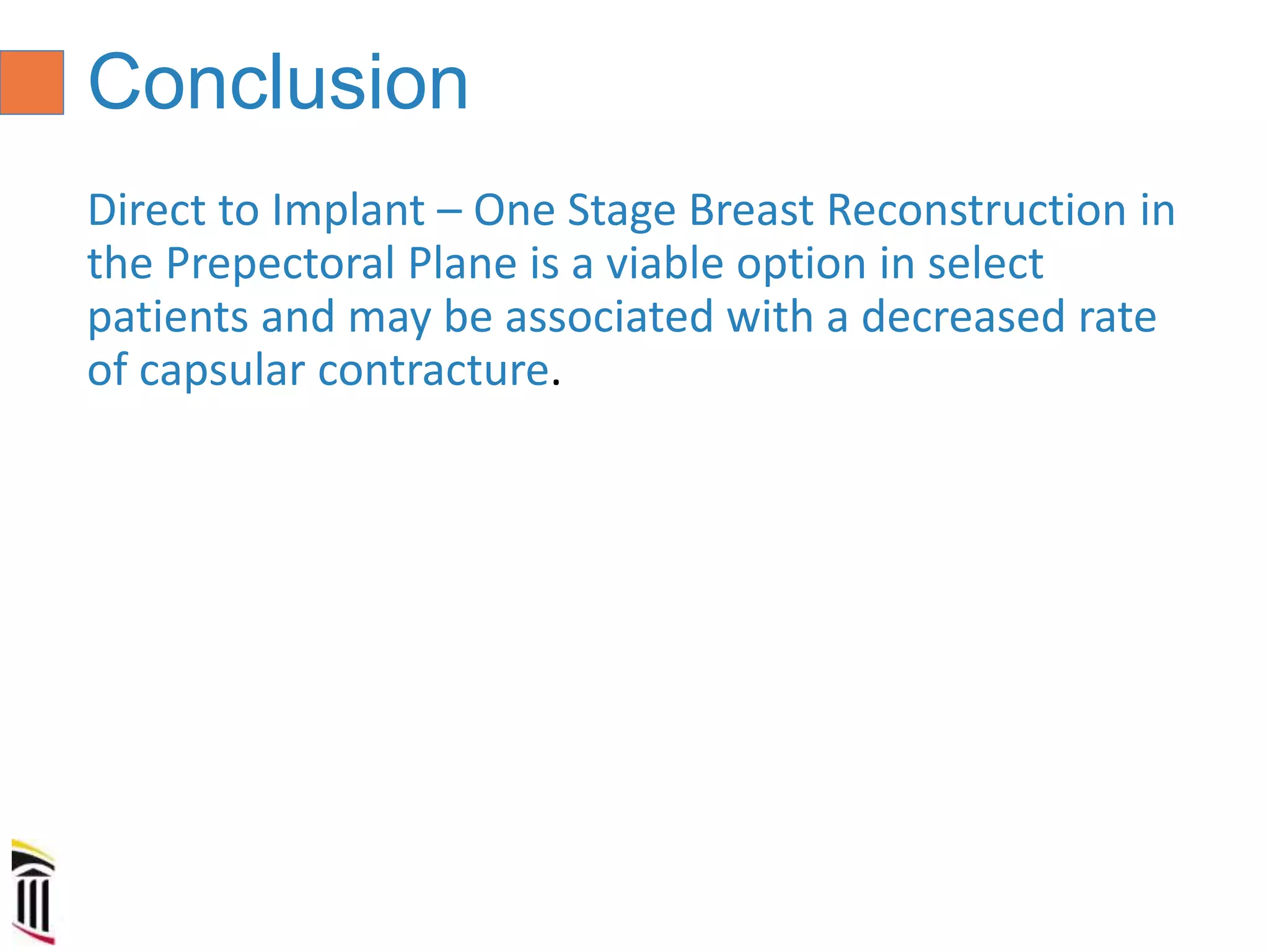 Direct to Implant Prepectoral Breast Reconstruction | PPTX
