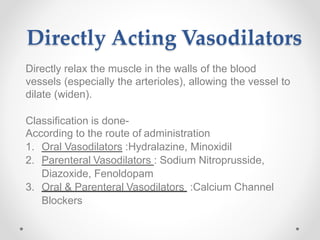Directly acting Arteriolar Dilators | PPTX