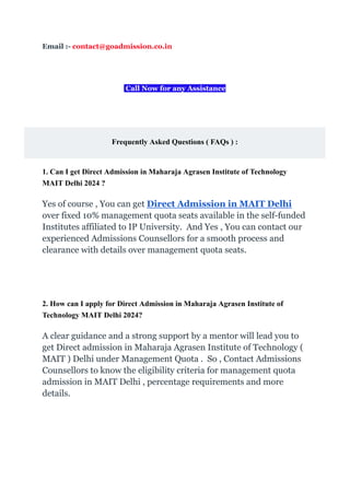Direct Admission in Maharaja Agrasen Institute of Technology MAIT Delhi ...