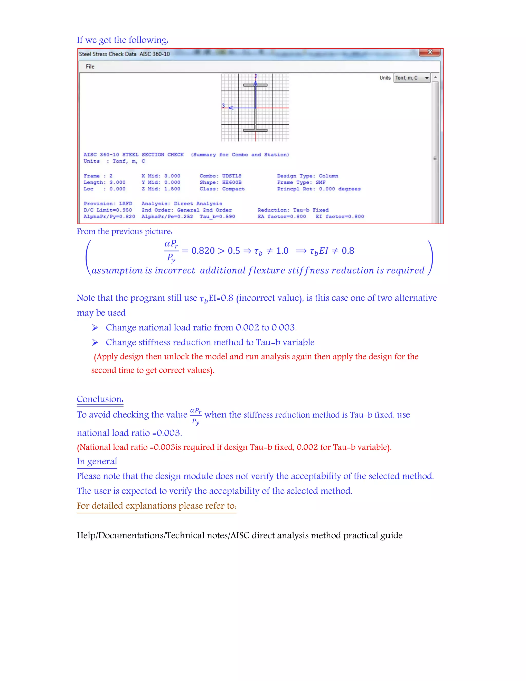 Direct analysis method - Sap2000 | PDF