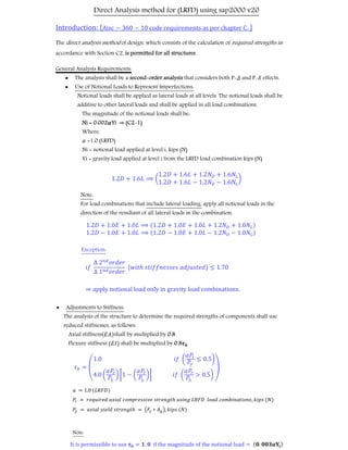 Direct analysis method - Sap2000 | PDF