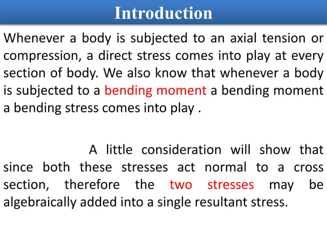 Direct and Bending stresses | PPTX | Physics | Science
