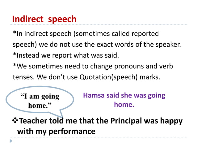 Direct and indirect-speech -1 statements. | PPT