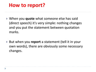 Direct and indirect-speech -1 statements. | PPT | Food & Drink