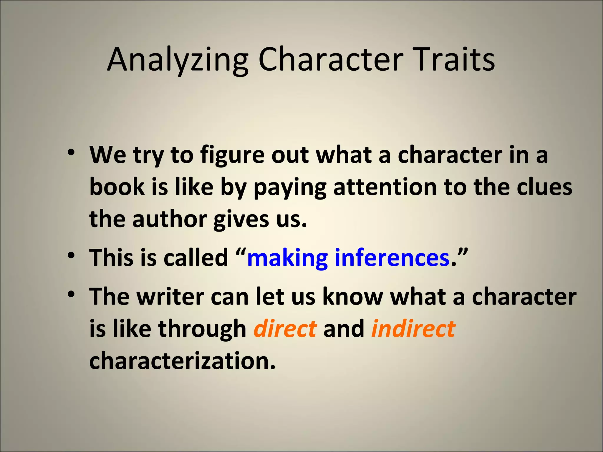 Direct and Indirect Characterization | PPT