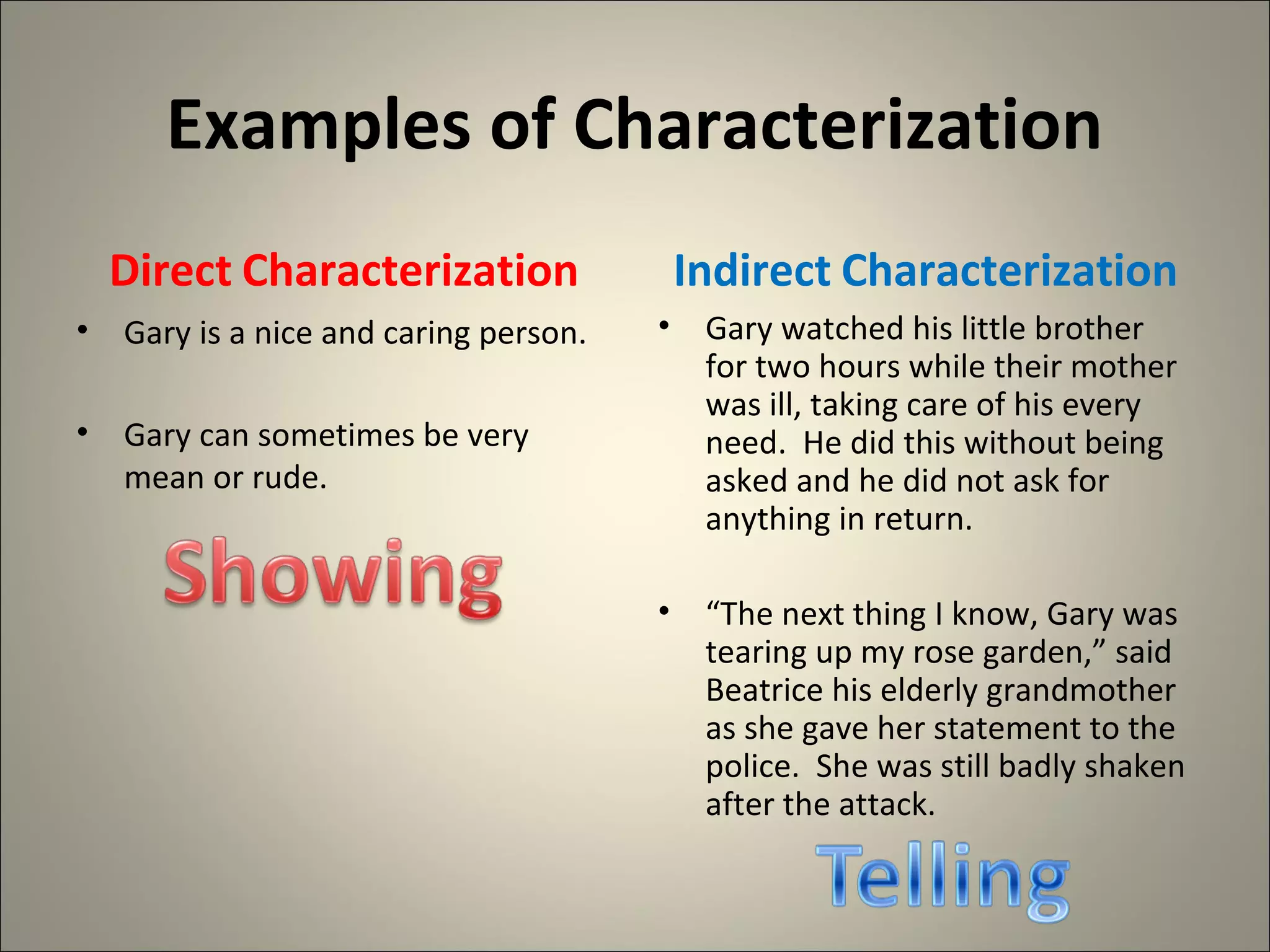 Direct and Indirect Characterization | PPT